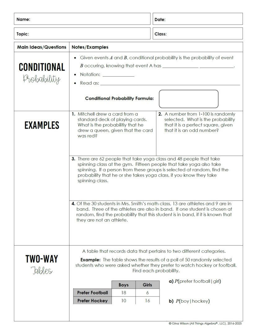 Algebra 2 Unit 11: Probability and Statistics - All Things Algebra®