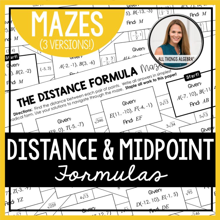 Distance & Midpoint Formula Mazes - All Things Algebra®