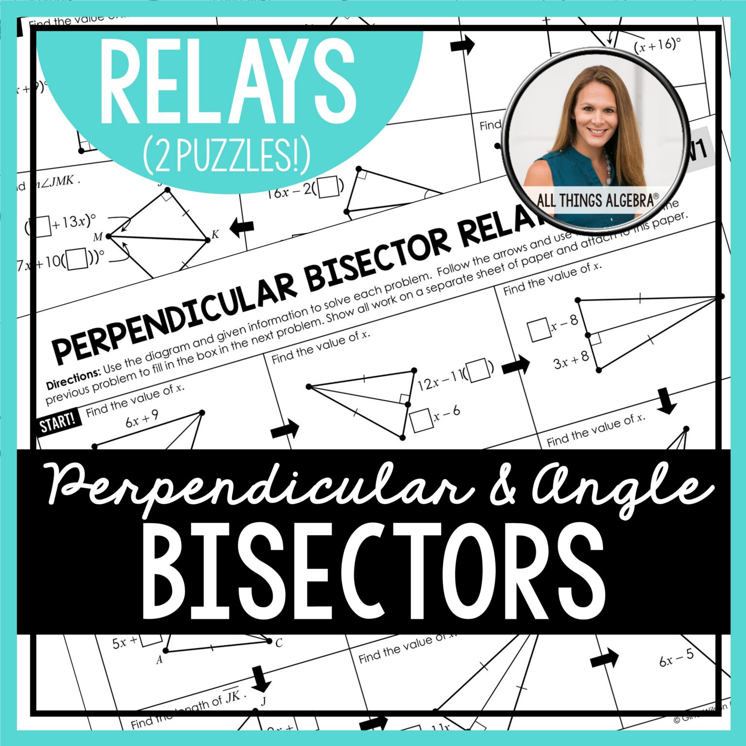 Perpendicular and Angle Bisectors Relay Puzzles - All Things Algebra®