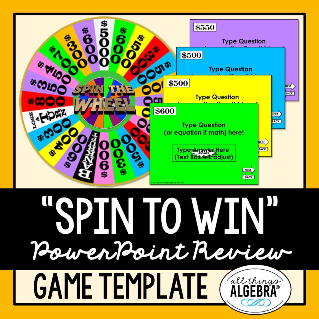 Spin to Win Game PowerPoint Template - All Things Algebra®