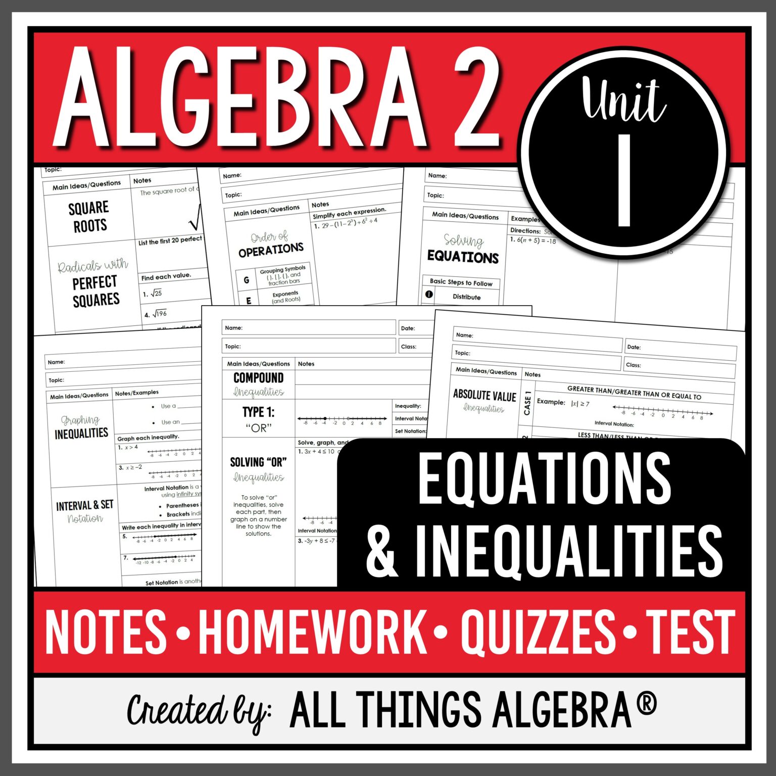 Algebra 2 Unit 1 Equations Inequalities All Things Algebra Algebra 2 Unit 1 Equations Inequalities All Things Algebra