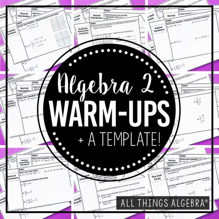 Algebra 2 Warm-Ups - All Things Algebra®