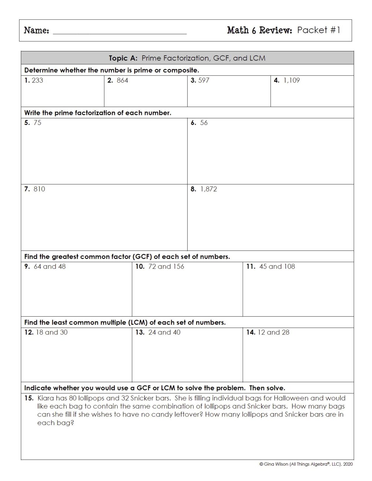 Math 6: End of Year Review Unit - All Things Algebra®