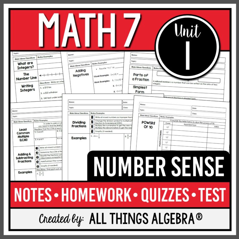 Math 7 Unit 1: Number Sense - All Things Algebra®