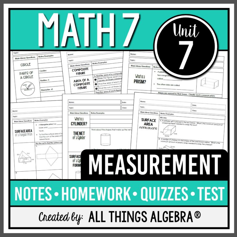 Math 7 Unit 7: Measurement, Area & Volume - All Things Algebra®