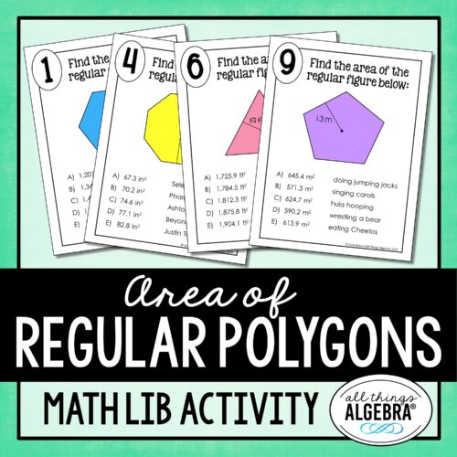 Area of Regular Polygons Math Lib Activity - All Things Algebra®