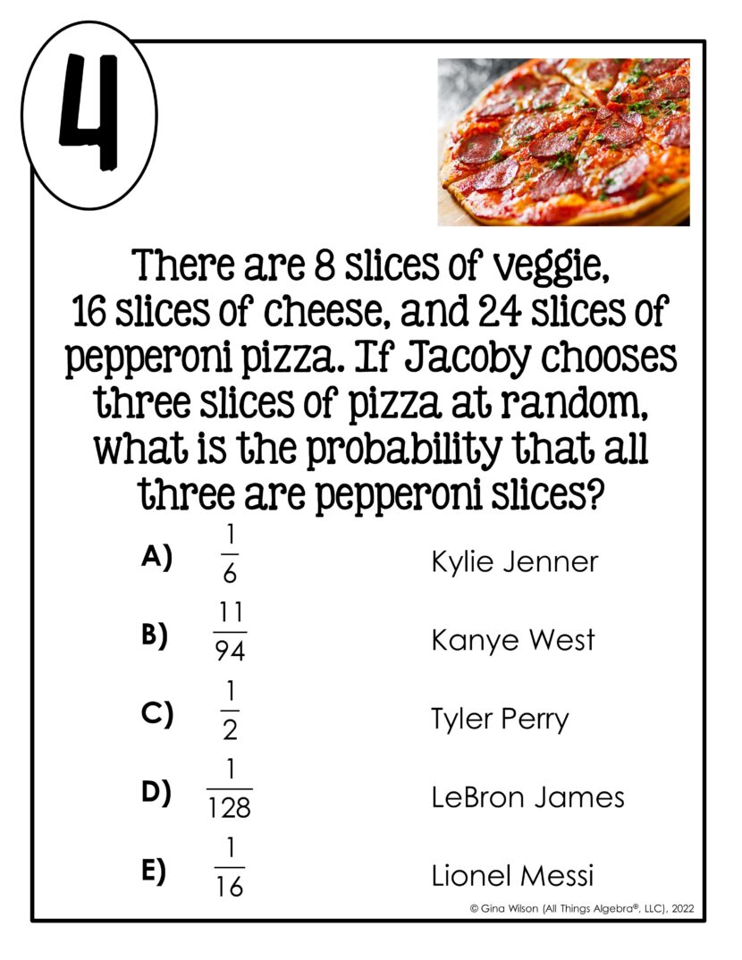 Probability with Permutations & Combinations Math Lib Activity - All ...