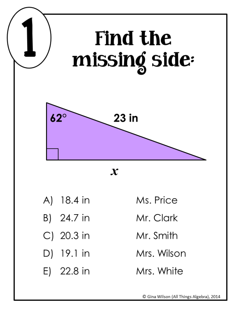Right Triangle Trigonometry Math Lib Activity - All Things Algebra®