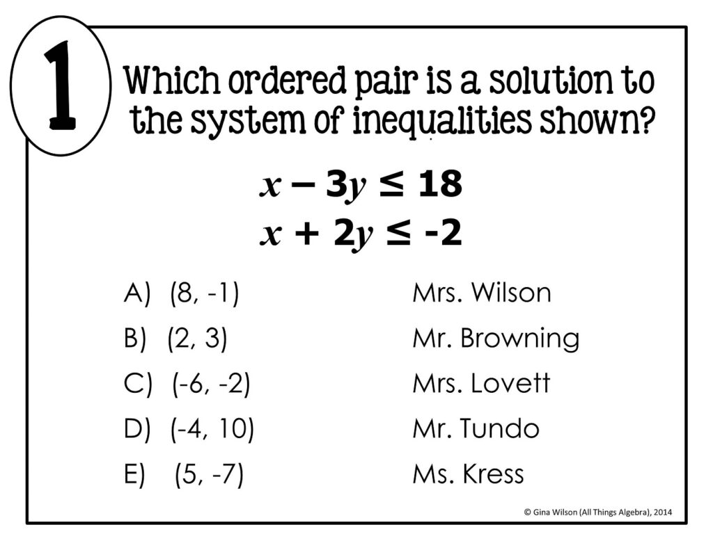 Systems of Inequalities Math Lib Activity - All Things Algebra®