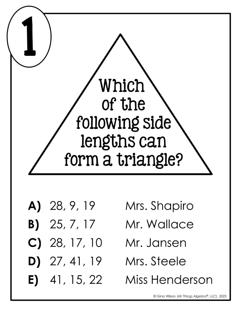 Triangle Inequalities Math Lib Activity - All Things Algebra®