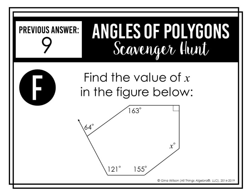 Interior & Exterior Angles of Polygons Scavenger Hunt - All Things Algebra®