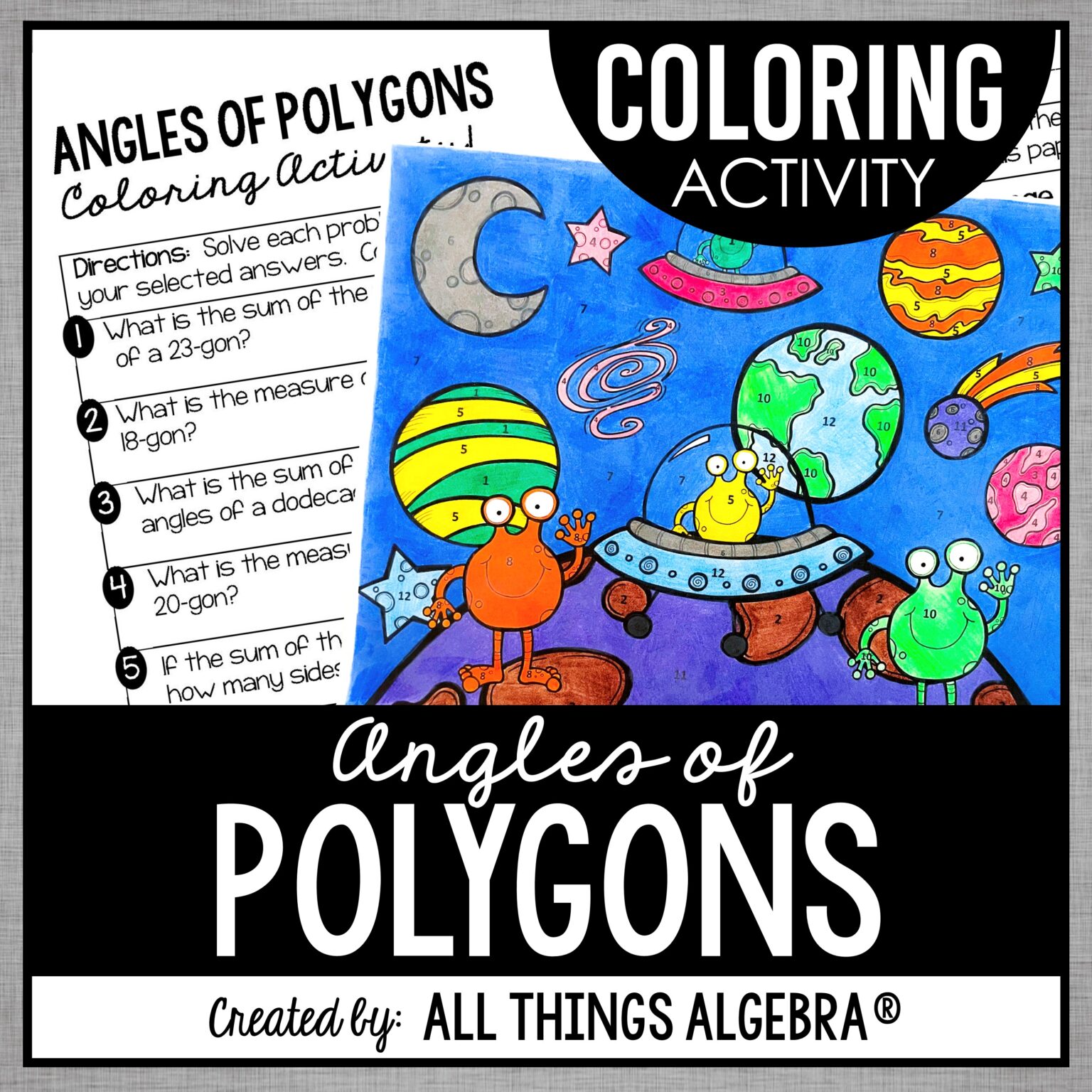 Angles of Polygons Coloring Activity - All Things Algebra®