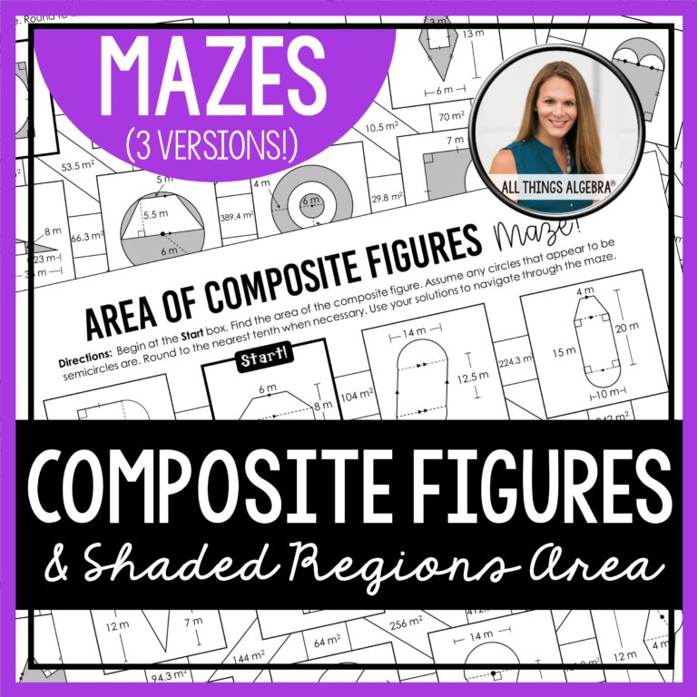 Area of Composite Figures & Shaded Regions Mazes - All Things Algebra®
