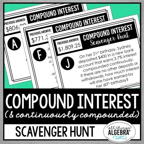 Compound & Continuous Compound Interest Scavenger Hunt - All Things ...