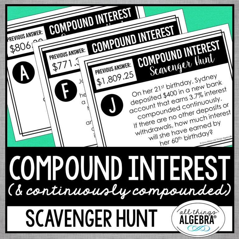 Compound & Continuous Compound Interest Scavenger Hunt - All Things ...