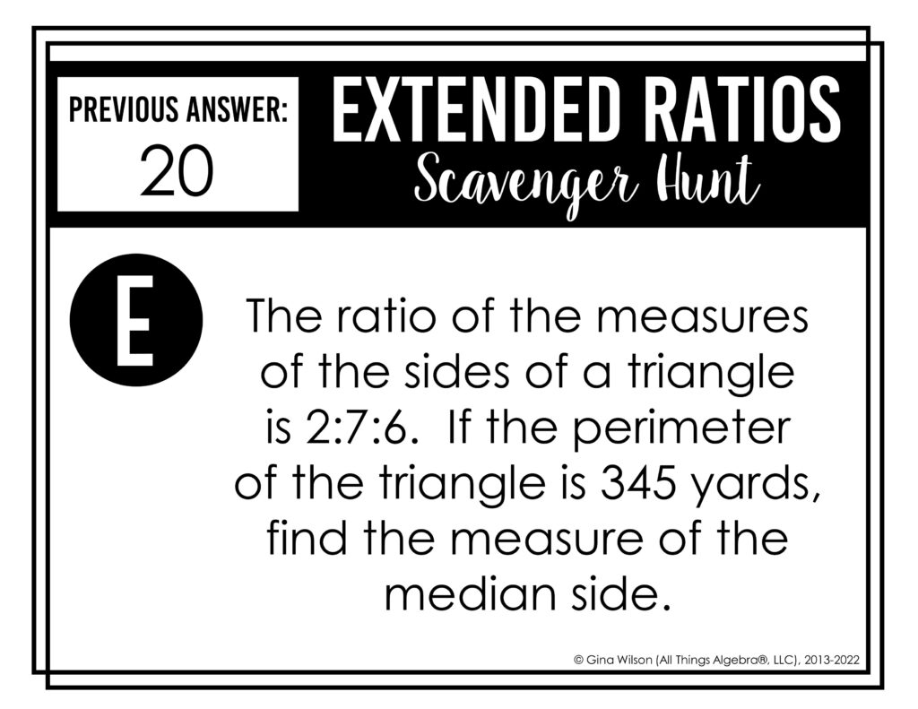 Extended Ratios (with Side and Angle Measures) Scavenger Hunt - All ...