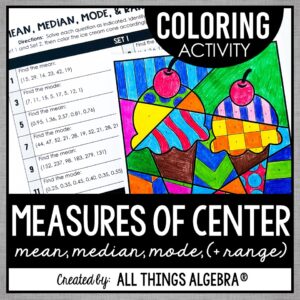 Measures of Center (and Range) Coloring Activity - All Things Algebra®