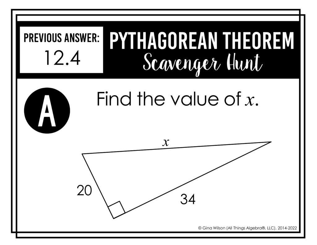 Pythagorean Theorem (& Converse) Scavenger Hunt - All Things Algebra®