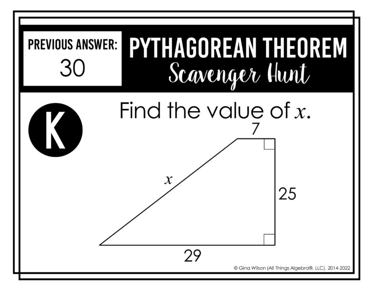 Pythagorean Theorem (& Converse) Scavenger Hunt - All Things Algebra®