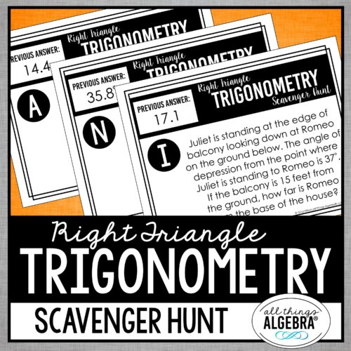 Right Triangle Trigonometry Scavenger Hunt - All Things Algebra®