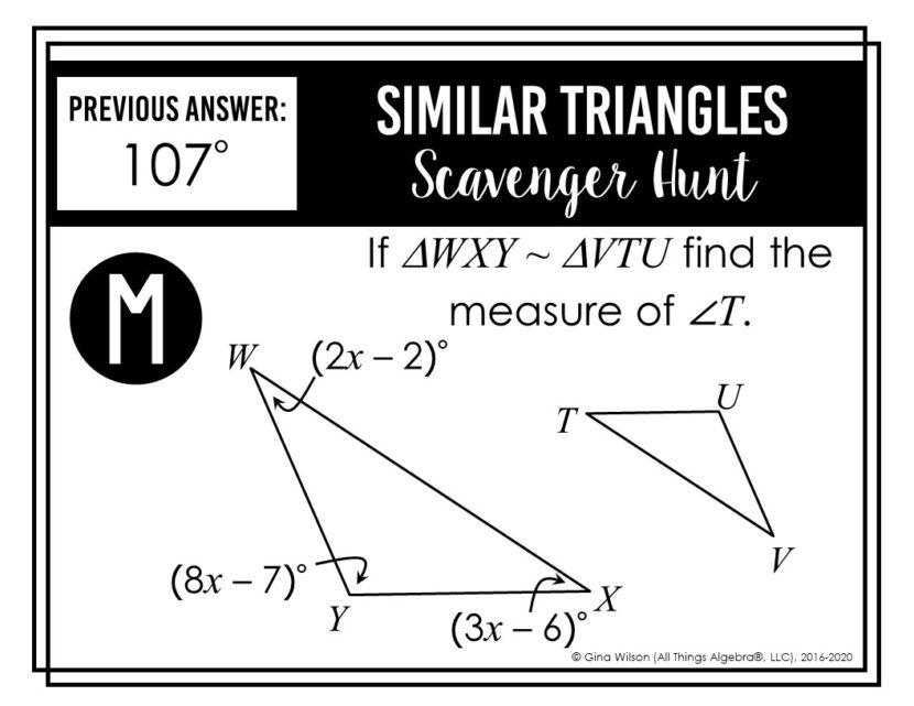 Similar Triangles Scavenger Hunt - All Things Algebra®