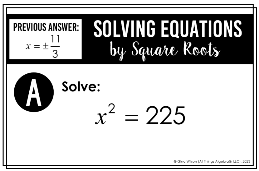 Solving Equations by Square Roots Scavenger Hunt - All Things Algebra®
