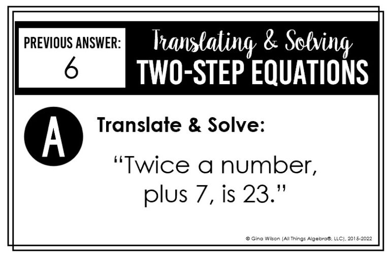 Translating & Solving Two-Step Equations Scavenger Hunt - All Things ...