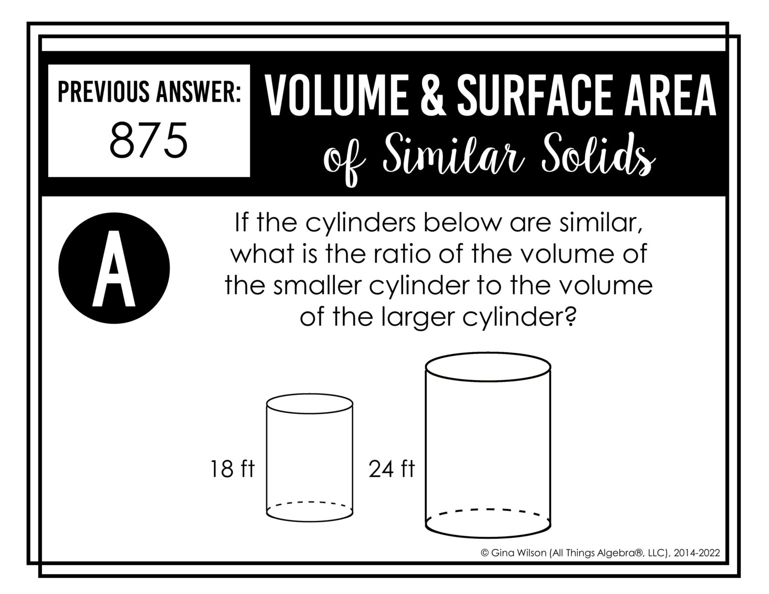 Volume & Surface Area of Similar Solids Scavenger Hunt - All Things ...