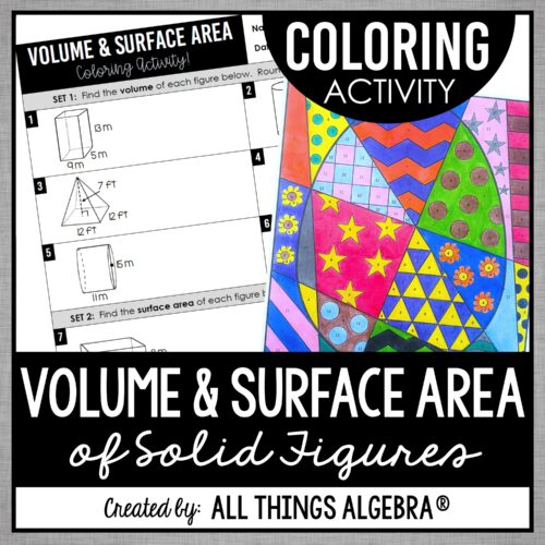 Volume & Surface Area Coloring Activity - All Things Algebra®