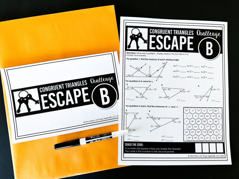 Congruent Triangles Review Escape Room Activity - All Things Algebra®