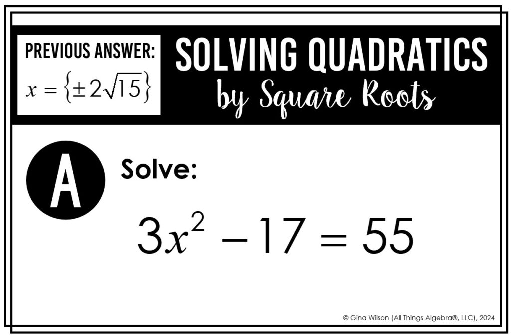 Solving Quadratics by Square Roots (Rational/Irrational Solutions ...