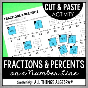 Fractions and Percents on a Number Line Cut & Paste Activity - All ...