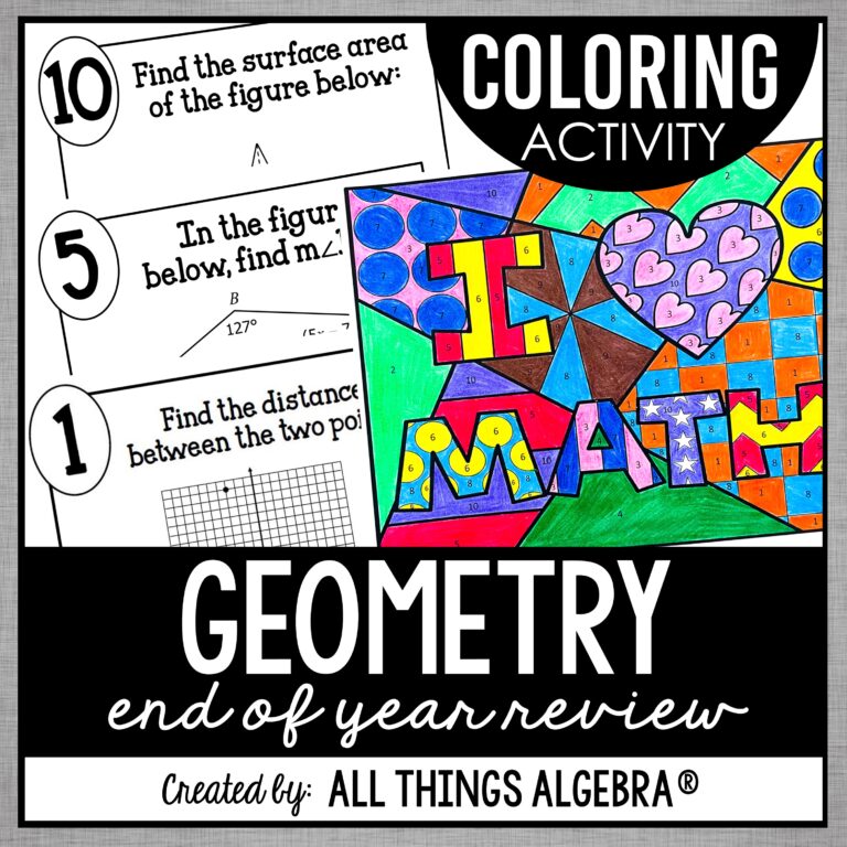Geometry Review Stations Coloring Activity - All Things Algebra®