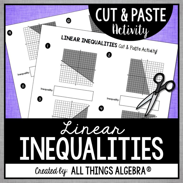 Linear Inequalities Cut & Paste Activity - All Things Algebra®