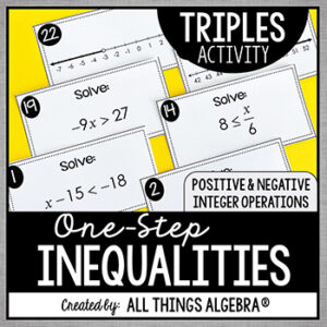 One-Step Inequalities (with Positive & Negative Integers) Triples ...