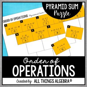 Order of Operations Pyramid Sum Puzzle - All Things Algebra®