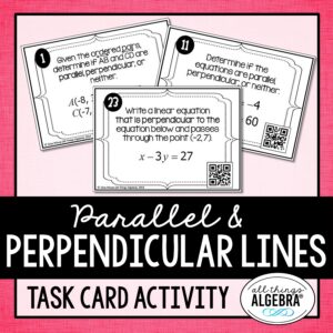 Parallel & Perpendicular Lines (on the Coordinate Plane) Task Cards ...