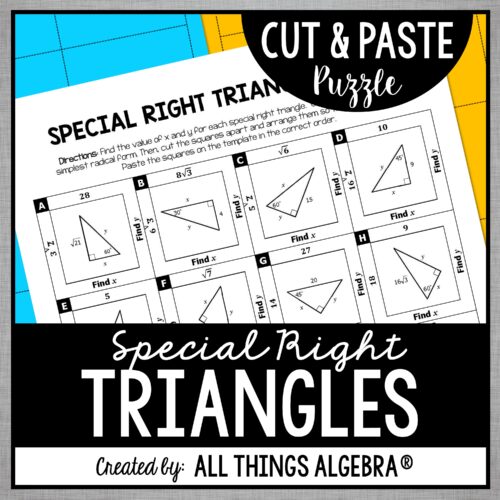 Special Right Triangles Cut & Paste Puzzle - All Things Algebra®