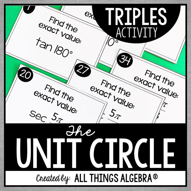 Unit Circle Triples Activity - All Things Algebra®