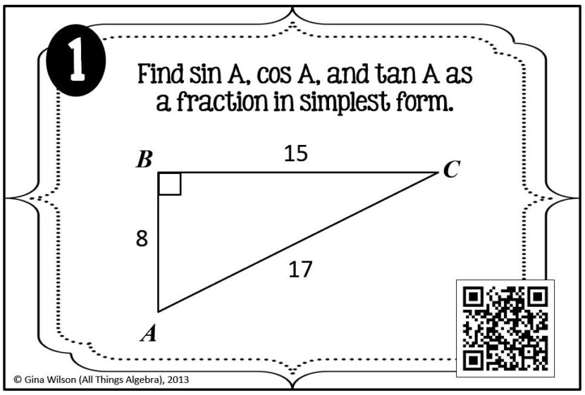 Right Triangle Trigonometry Task Cards - All Things Algebra®