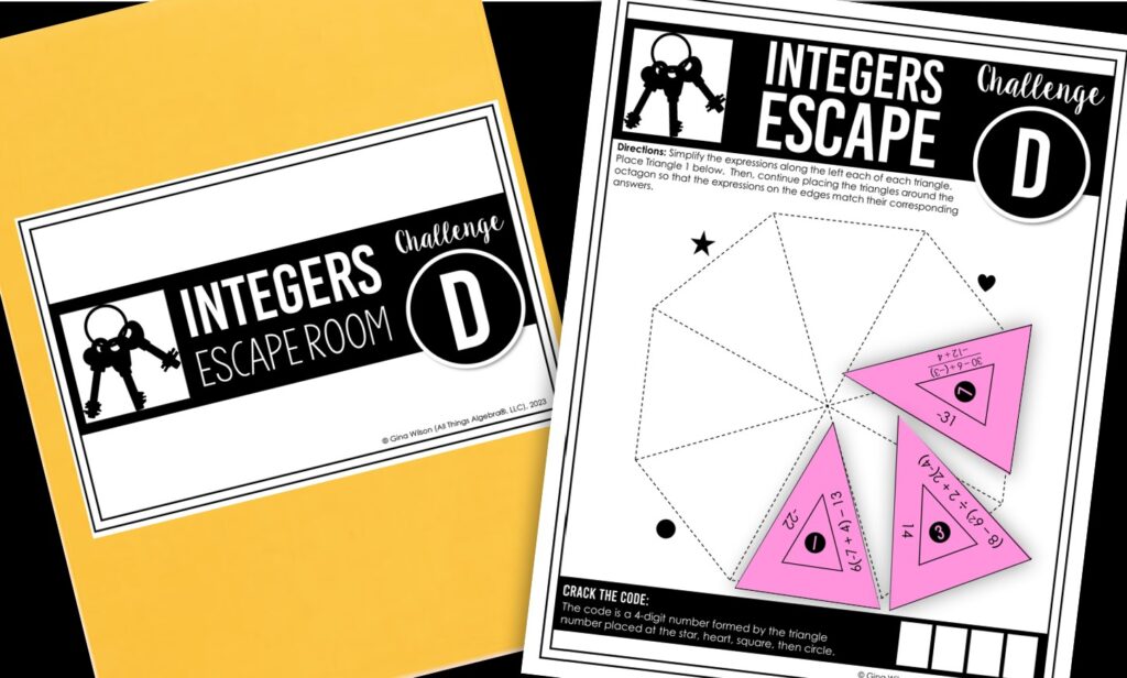 Integers Review Escape Room Activity - All Things Algebra®