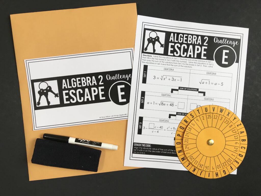 Algebra 2 End of Year EOC Review Escape Room Activity - All Things Algebra®