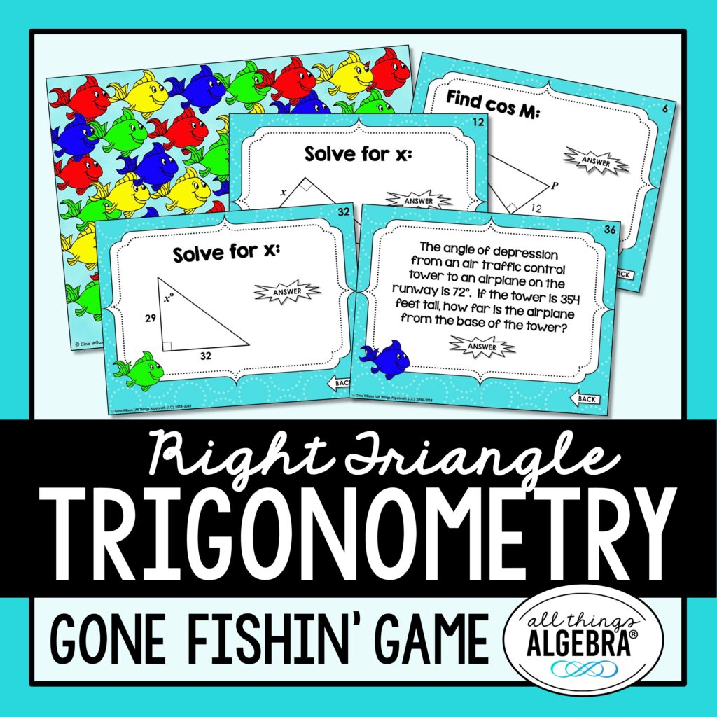 Right Triangle Trigonometry Gone Fishin' Game - All Things Algebra®