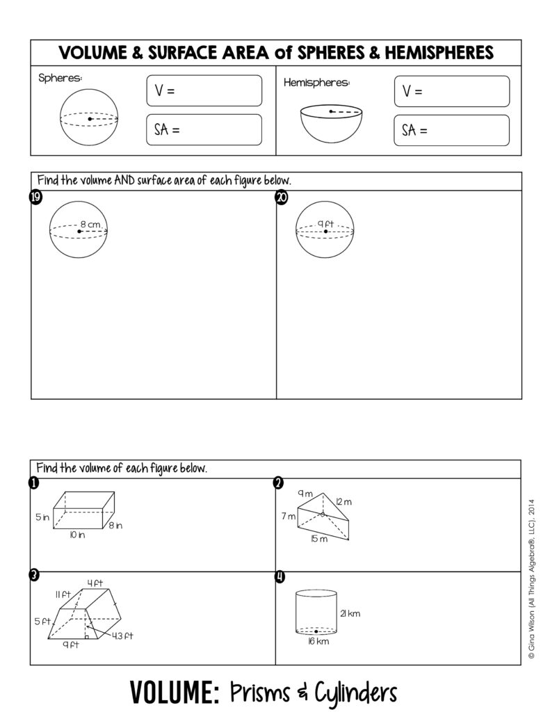 Volume & Surface Area Flip Book - All Things Algebra®