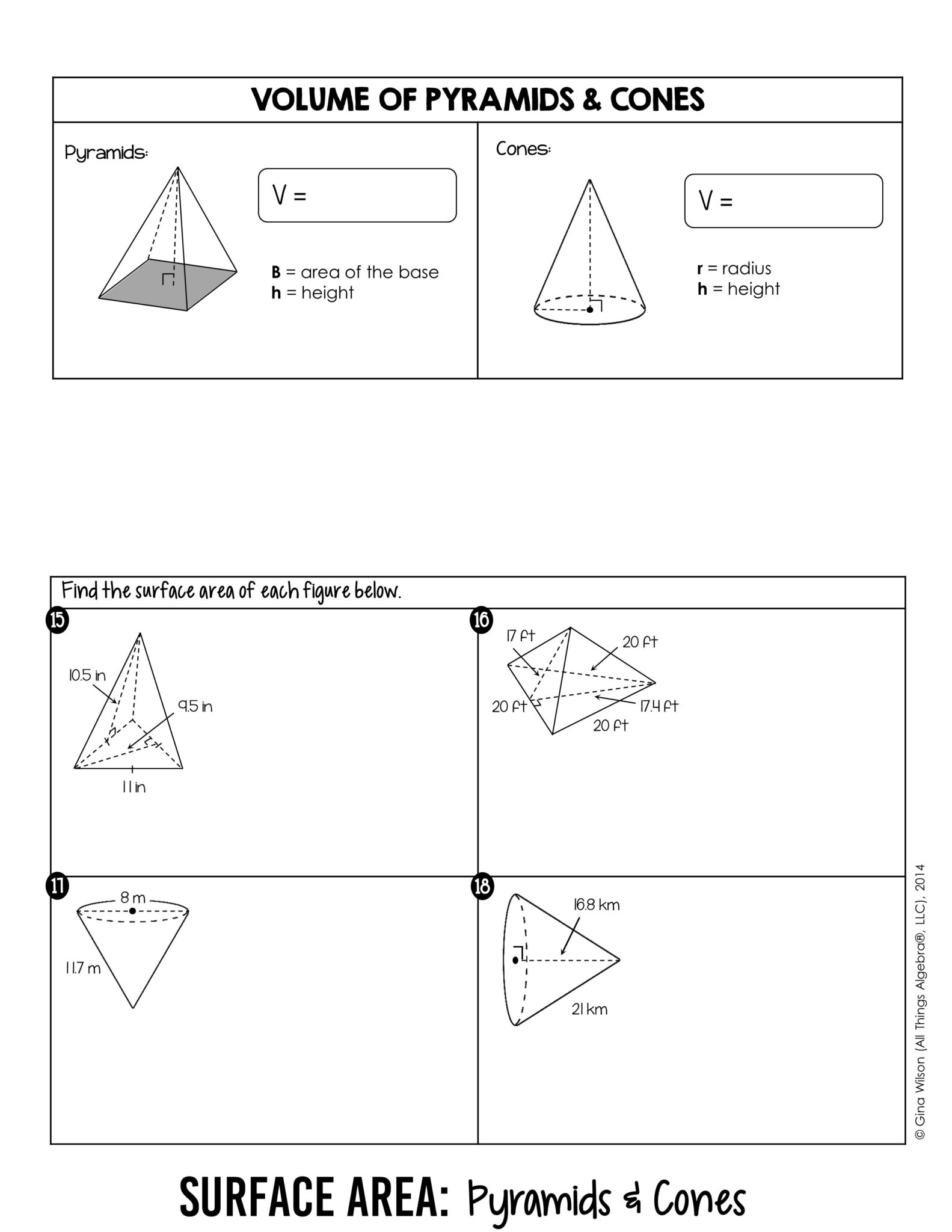 Volume & Surface Area Flip Book - All Things Algebra®