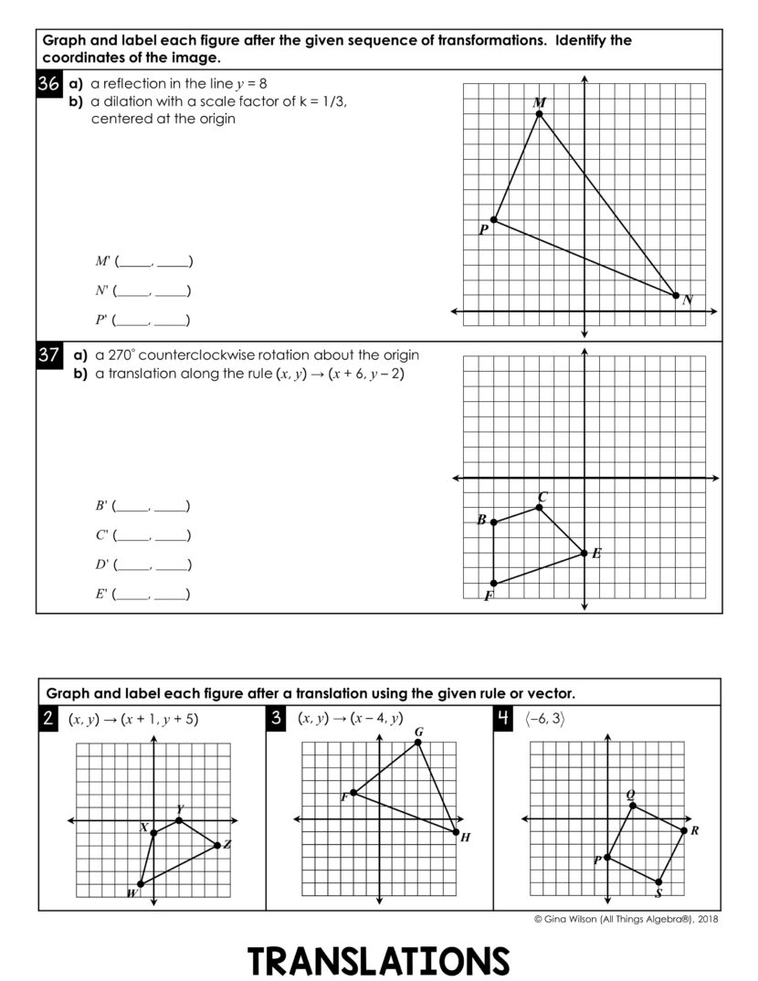 Transformations Flip Book (Version 2) - All Things Algebra®
