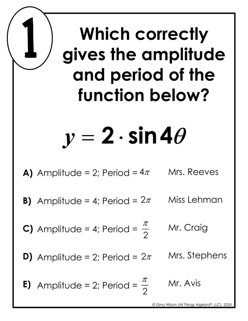 Graphs of Sine & Cosine Functions Math Lib Activity - All Things Algebra®